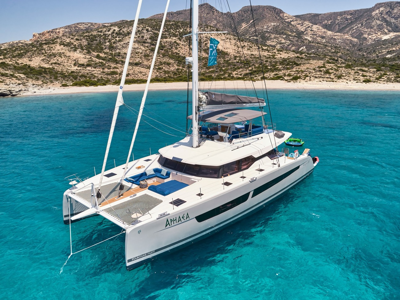 Luxury Sailing Catamaran in Greece for Rent - APHAEA with Water Toys | Contact Yachts
